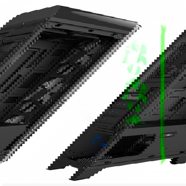 ქეისი GAMEMAX H602BK,Mini,1*USB3.0,2*USB2.0,1*120 BLUE,acrylic (side ...