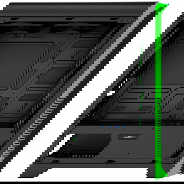 ქეისი GAMEMAX H602BK,Mini,1*USB3.0,2*USB2.0,1*120 BLUE,acrylic (side ...