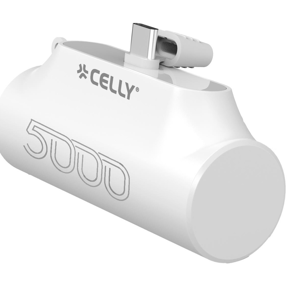Power Bank Celly 8021735207603, 5000mAh, Type-C, White | allmarket.ge