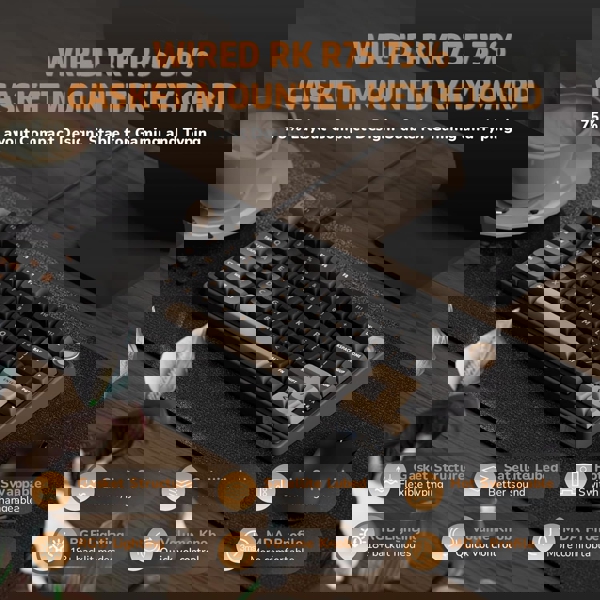 კლავიატურა Royal Kludge RKR75 RGB Mechanical Keyboard, Brown switch, Hot Swappable, Type-C wired ...